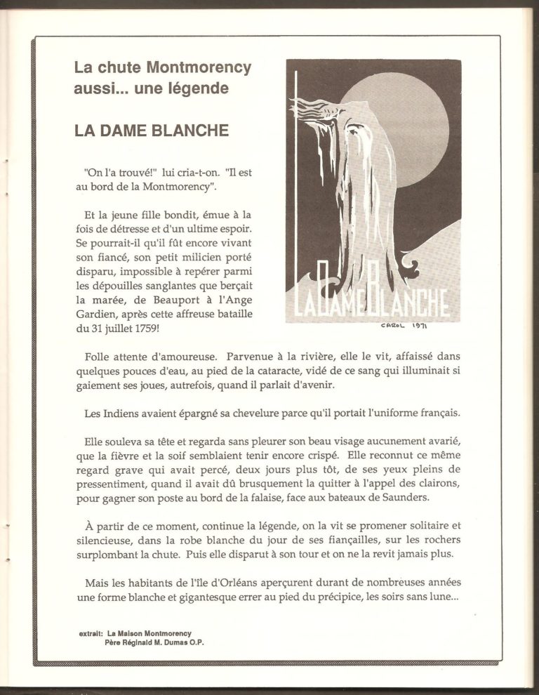 La Dame blanche - La chute Montmorency et les environs : une exposition ...